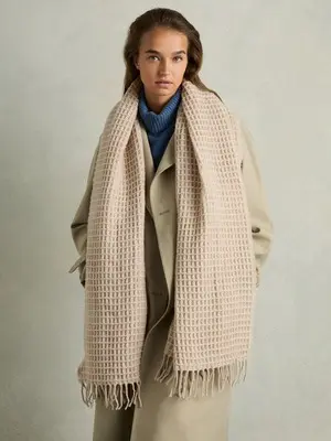REISS Norah Wool Waffle Scarf