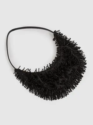 REISS Moon Beaded Crescent Shoulder Bag