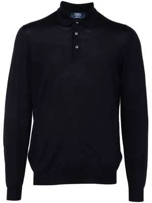 Fedeli Virgin-wool Polo Shirt - Blue