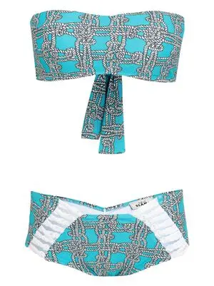 AMIR SLAMA Graphic Print Bikini - Blue