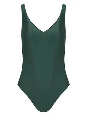 AMIR SLAMA V-neck One-piece Swimsuit - Green