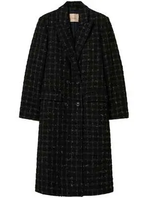TWINSET Check Pattern Bouclé Coat
