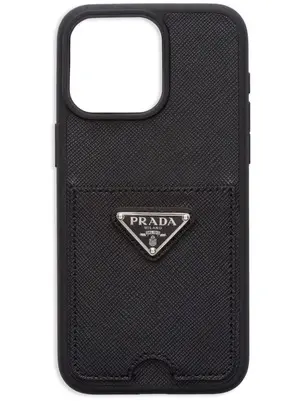 Prada Triangle-logo Iphone 15 Pro Max Case - Black