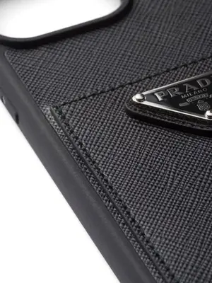 Prada Triangle-logo Iphone 15 Pro Max Case - Black