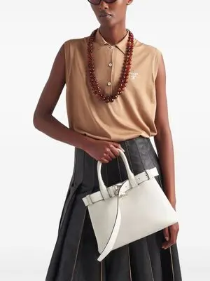 Prada Pleated Leather Midi Skirt