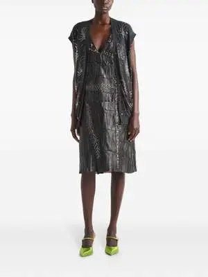 Prada Patchwork Leather Midi Dress