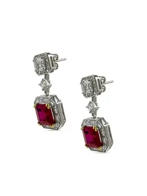 JUWELINA PARIS Carnival Ruby Drop Earrings - Silver