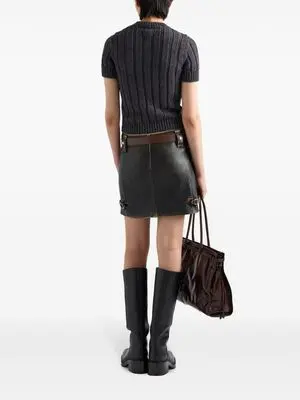 Prada Leather Mini Skirt