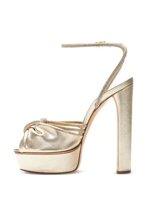 Casadei 140mm Taylor Flora Wonder Sandals - Gold