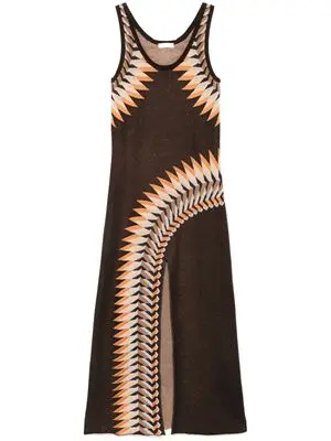 Rabanne Graphic Print Maxi Dress - Brown