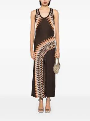 Rabanne Graphic Print Maxi Dress - Brown