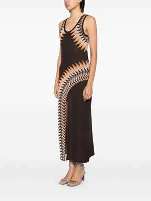 Rabanne Graphic Print Maxi Dress - Brown