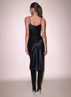 FLEUR DU MAL Vampire Rose Embroidery Slip Dress - Black