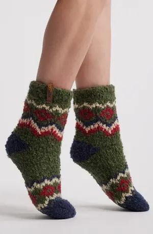 MUK LUKS MUK LUKS Cottage Bouclé Crew Socks Antique Jade