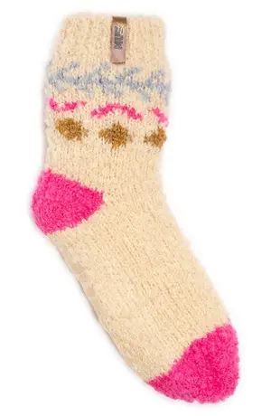 MUK LUKS Cottage Bouclé Crew Socks - Vanilla