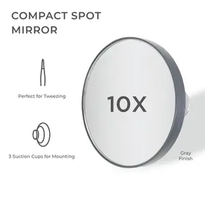 ZADRO Compact Mirror With 10x Magnification & Suction Cup - Gray