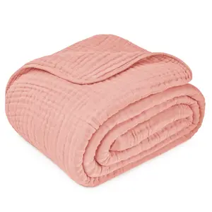COMFY CUBS Adult Muslin Blanket - Bold Blush
