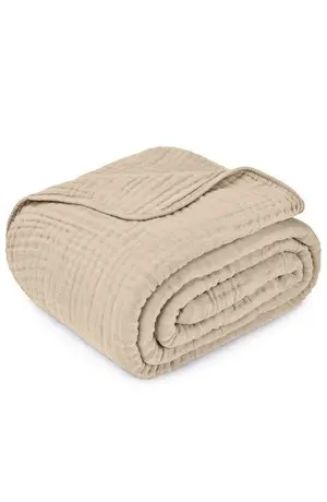 COMFY CUBS Adult Muslin Blanket - Sand