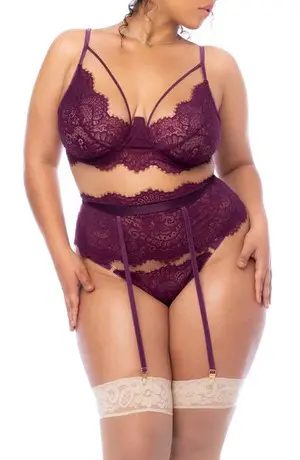 MAPALE Eyelash Lace Underwire Bra - Wine