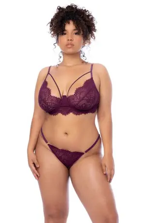 MAPALE Eyelash Lace Underwire Bra - Wine
