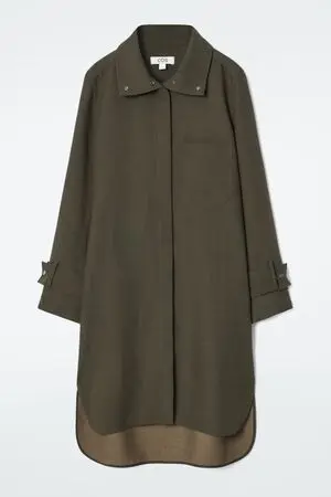 Cos Oversized Wool-blend Shirt Dress - Green