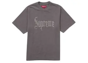 Supreme Rhinestone Short Sleeve Top - Grey