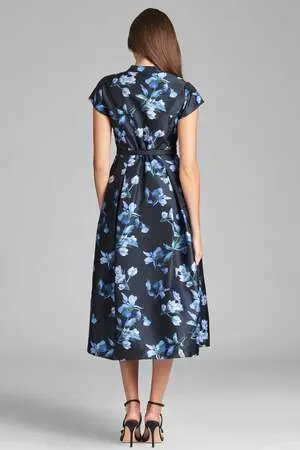 Sachin & Babi Martine Printed Mikado Midi Dress - Poseidon Venetian Petal
