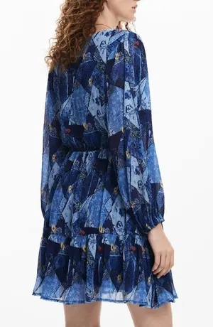 Desigual Luca Long Sleeve Plissé Dress