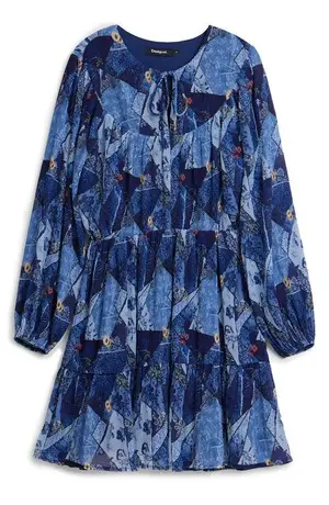 Desigual Luca Long Sleeve Plissé Dress