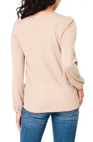 GIBSONLOOK Blouson Sleeve V-neck Sweater - Taupe