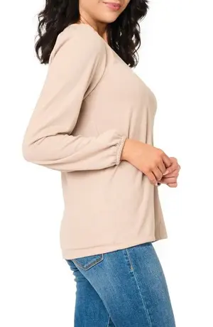 GIBSONLOOK Blouson Sleeve V-neck Sweater - Taupe