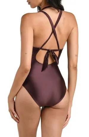 La Blanca High Neck One-piece Swimsuit - Truffle