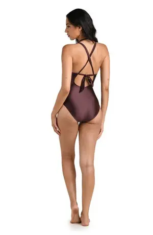 La Blanca High Neck One-piece Swimsuit - Truffle