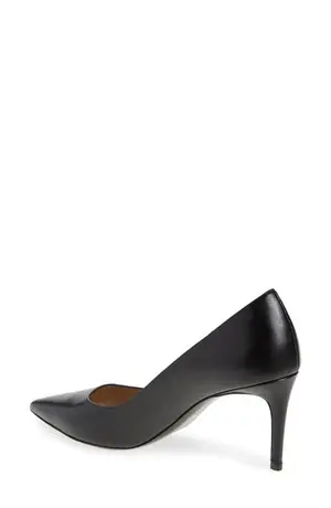 STUART WEITZMAN Power 75 Pointed Toe Pump - Black Leather