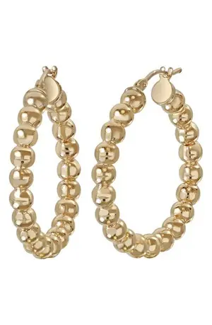 Bony Levy Bony Levy 14k Gold Beaded Hoop Earrings 14k Yellow Gold