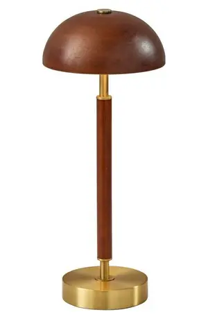 ADESSO Ronny Cordless Led Table Lamp Walnut Wood /antique Brass