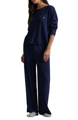 Polo Ralph Lauren Stretch Cotton Blend Thermal Pajamas - Navy