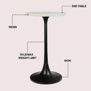 JONATHAN Y Nysha Bohemian Round Aluminum Tulip Pedestal End Table