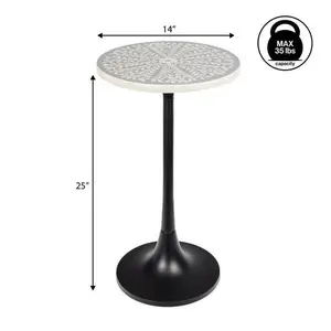 JONATHAN Y Nysha Bohemian Round Aluminum Tulip Pedestal End Table