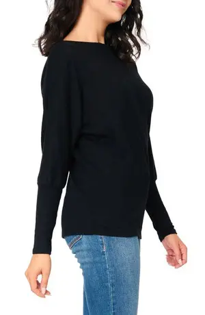 GIBSONLOOK Slouchy Boatneck Top - Black