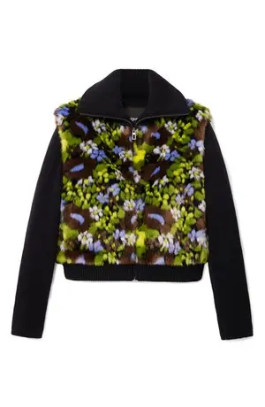 Desigual Lyon Faux Fur Mixed Media Knit Jacket