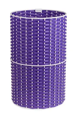 HAPPIMESS Cecil Modern Faux Wicker Cylinder Waste Basket - Purple/white