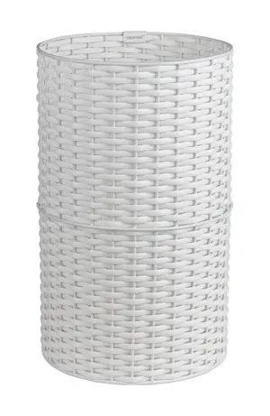 HAPPIMESS Cecil Modern Faux Wicker Cylinder Waste Basket - White