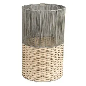 HAPPIMESS Harper Modern 2-tone Faux Wicker Cylinder Waste Basket - Gray/cream
