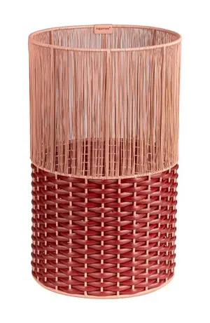 HAPPIMESS Harper Modern 2-tone Faux Wicker Cylinder Waste Basket - Pink/red