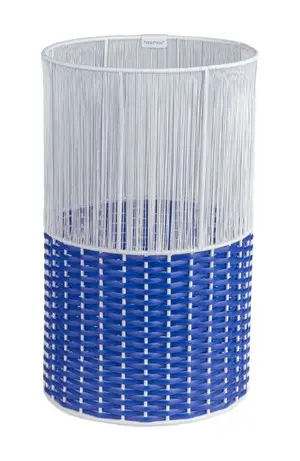 HAPPIMESS Harper Modern 2-tone Faux Wicker Cylinder Waste Basket - White/blue
