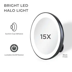 ZADRO Lighted Compact Mirror With 15x Magnification & Suction Cup
