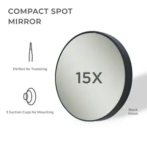 ZADRO Compact Mirror With 15x Magnification & Suction Cup - Black