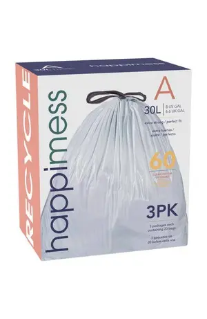 HAPPIMESS 8-gallon (30l) Drawstring Trash Can Liner, Clear: 8gal