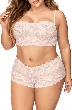 MAPALE Lace Bralette & Boyshorts Set - Ivory